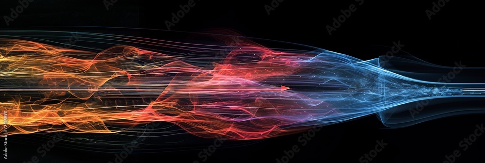 Fast flowing air jet shown as a technical diagram of fluid dynamics ...