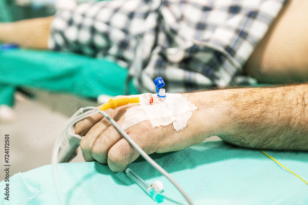 Prepared the patient for surgery, IV infusion cannula for intravenous ...