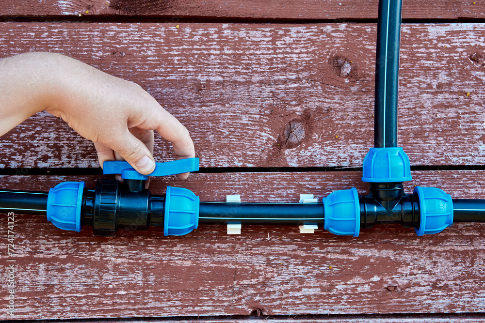 Pipe fittings with compression screw clamps, ball valve and triple ...