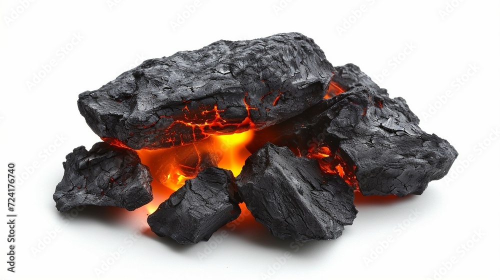 Piece of smoldering coal as a background closeup, piece of coal as a ...