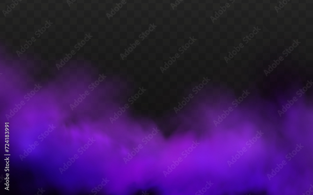 Scary mystical violet fog in night Halloween. Purple poisonous gas ...