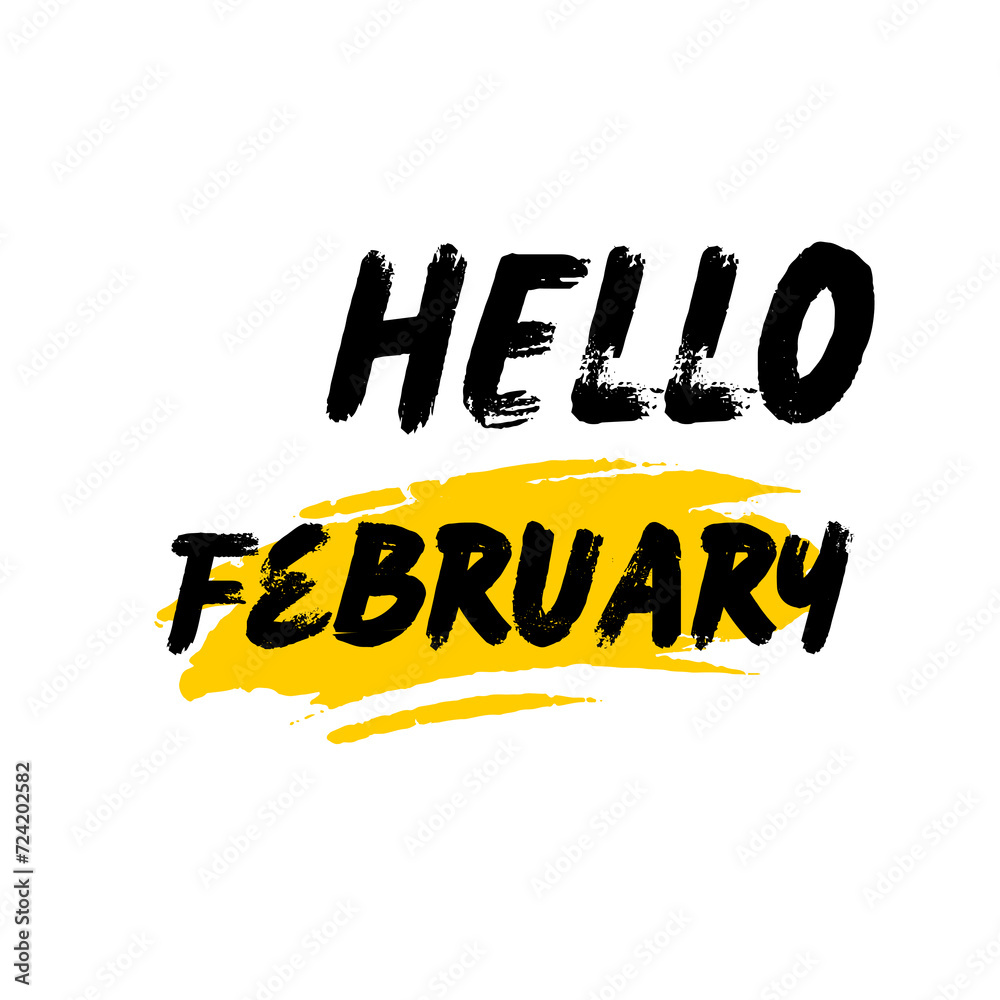 Hello February month vector template. Hello February text isolated on ...