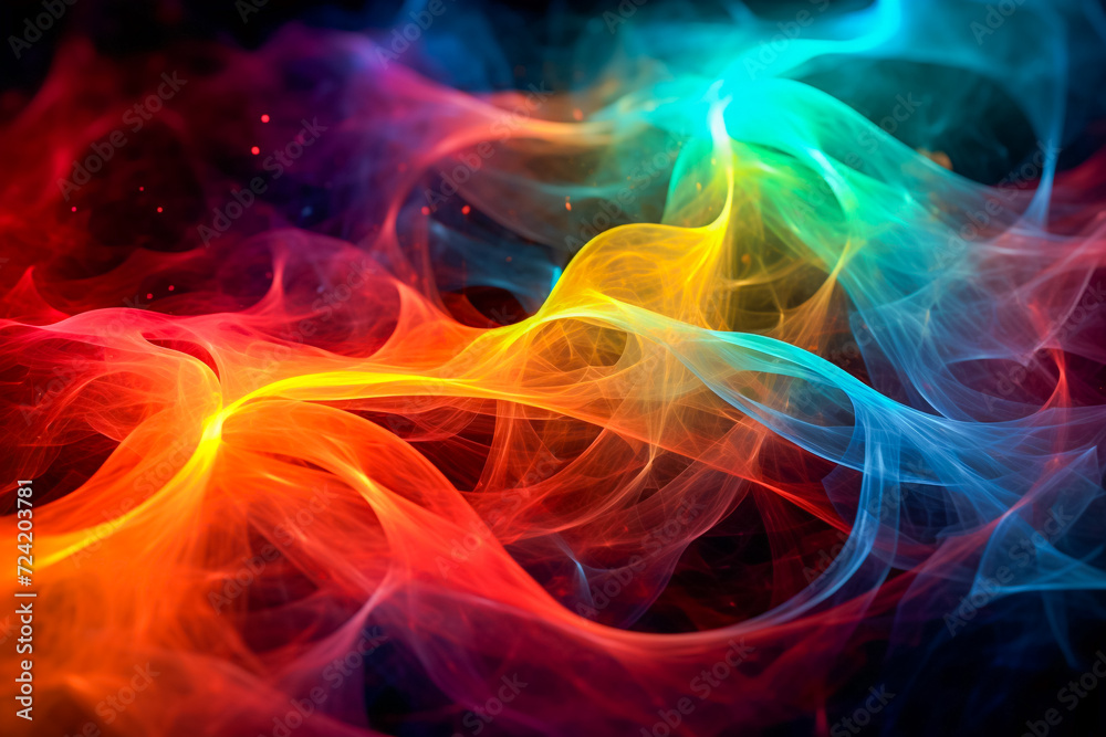 Abstract image of intersecting bundles of colorful and vivid light ...