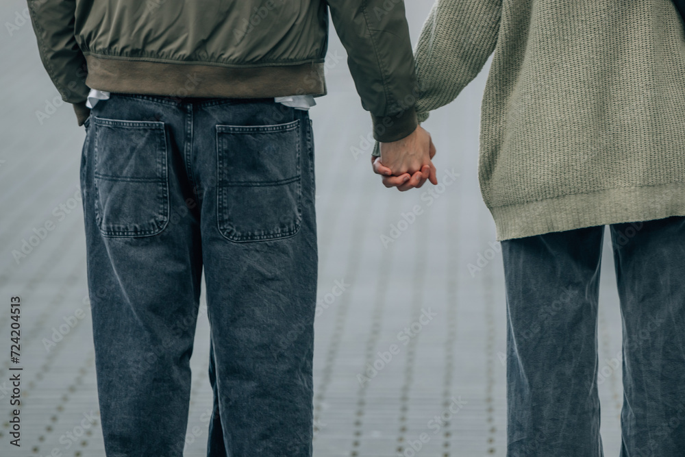 urban young romantic couple on the street hugging Stock Photo | Adobe Stock