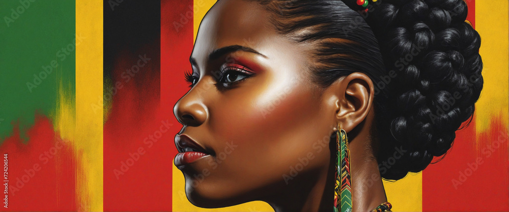 Black History Month background. African-american woman face in profile ...