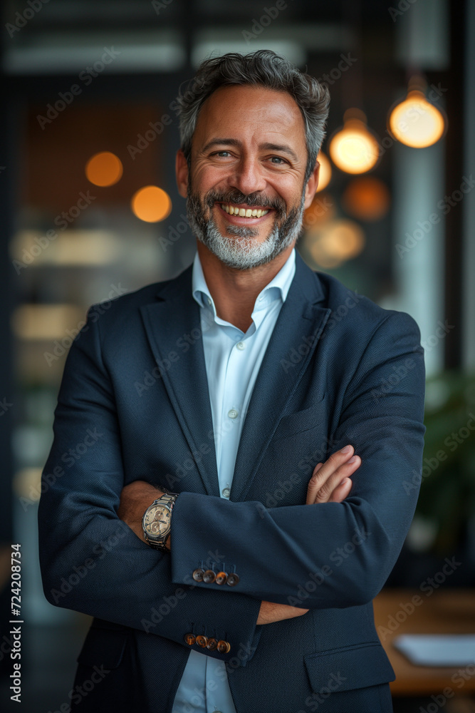 Business man CEO portrayed with professional gravitas, a leader among a ...