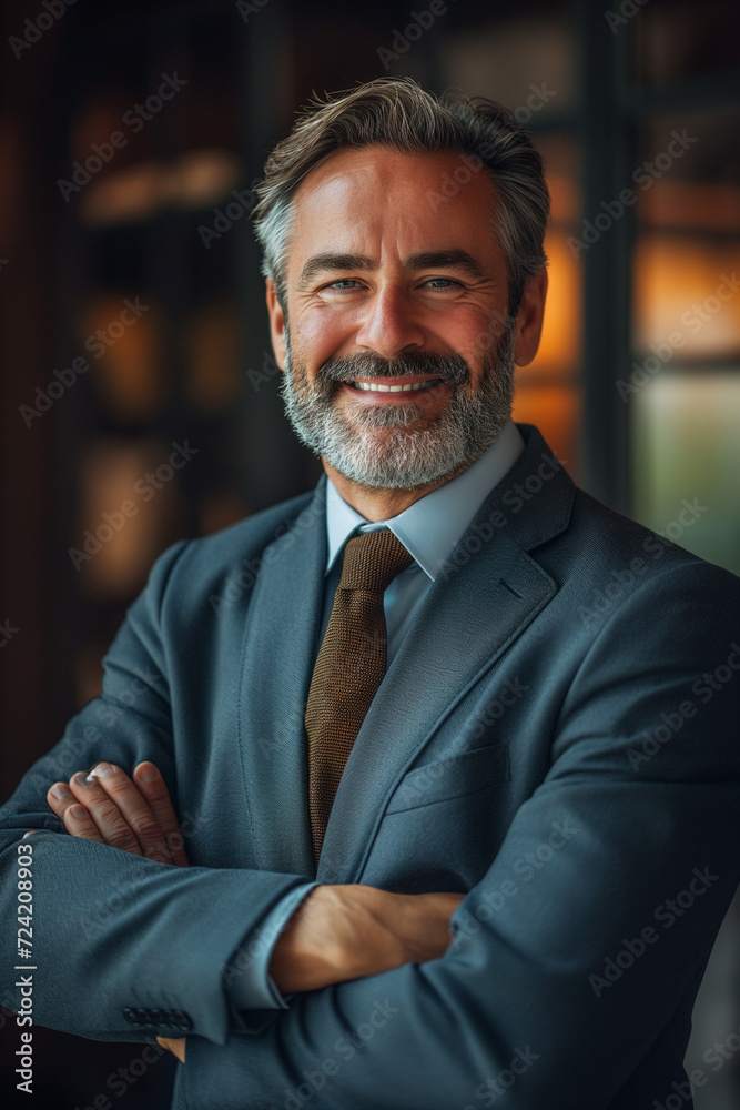 Business man CEO portrayed with professional gravitas, a leader among a ...