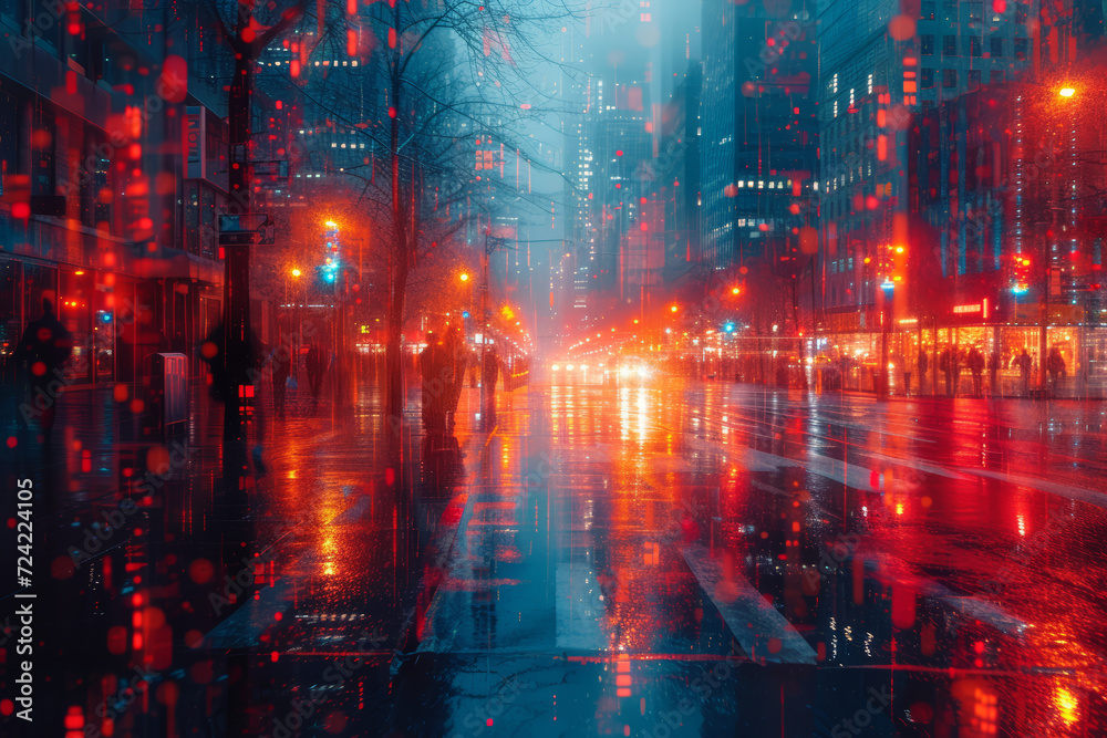 An urban cityscape with AI-generated filters, illustrating the fusion ...
