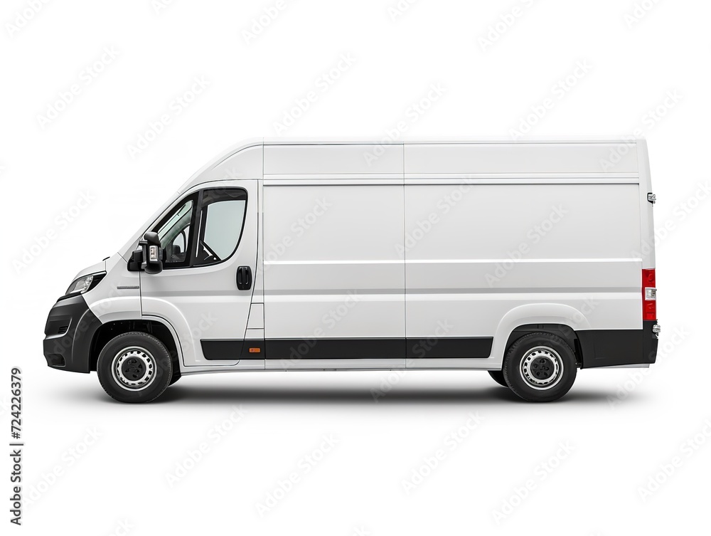 White Delivery Car Side View Commercial Shipping Isolated on White ...