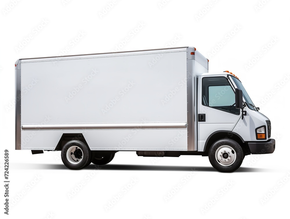 White Delivery Car Side View Commercial Shipping Isolated on White ...
