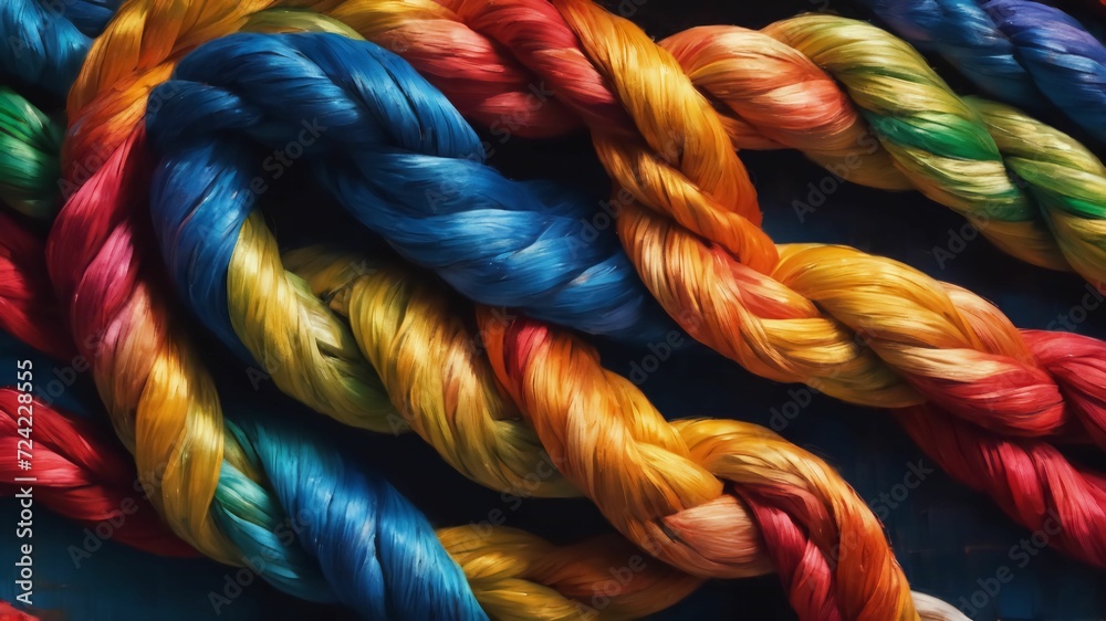 Team rope diverse strength connect partnership together teamwork unity ...