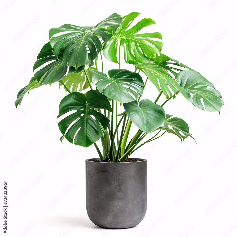 Jungle Essence: Monstera Deliciosa Thriving in a Minimalist Concrete ...