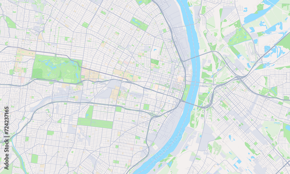 St. Louis Missouri Map, Detailed Map of St. Louis Missouri Stock ...