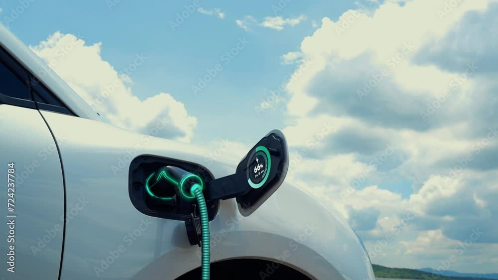 Electric car plug in with charging station, recharge battery by EV ...