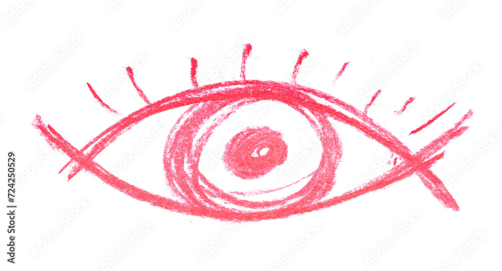 Red eye symbol, hand draw, chalk sketching isolated on white Stock ...