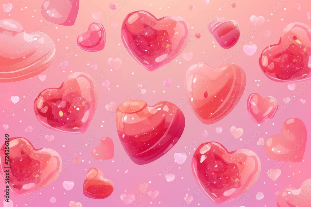 A cluster of blushing pink hearts embraces the romantic essence of ...