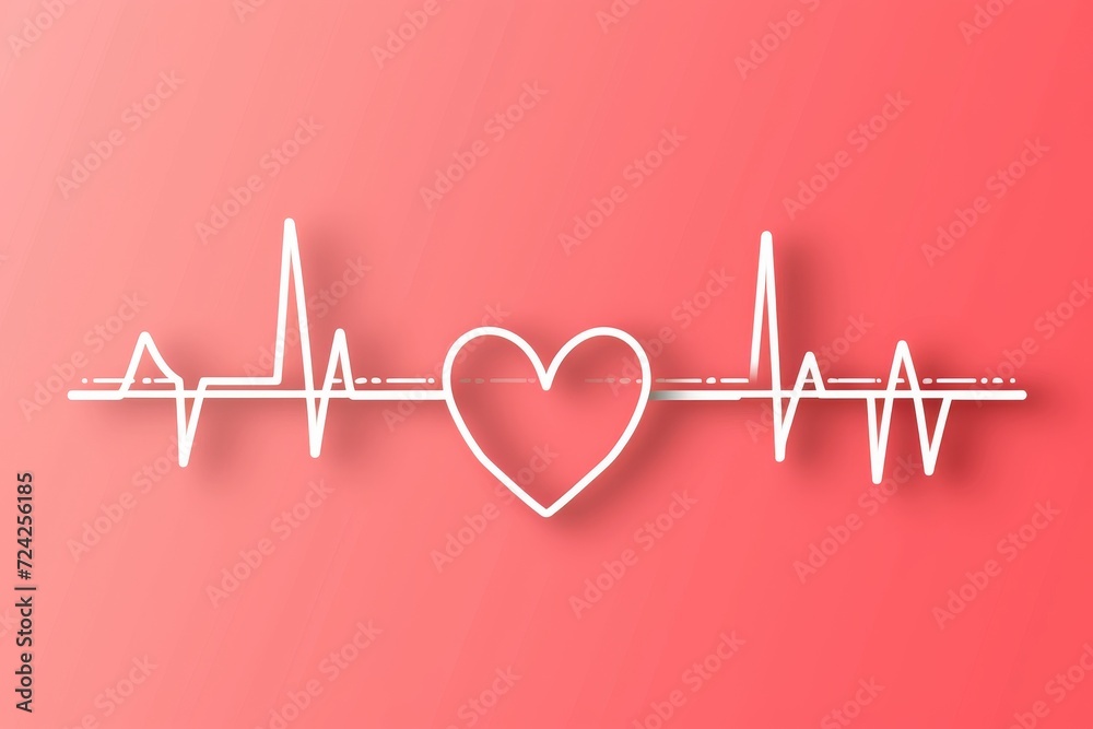 A symbol of love and life, the heart with a heartbeat line design ...