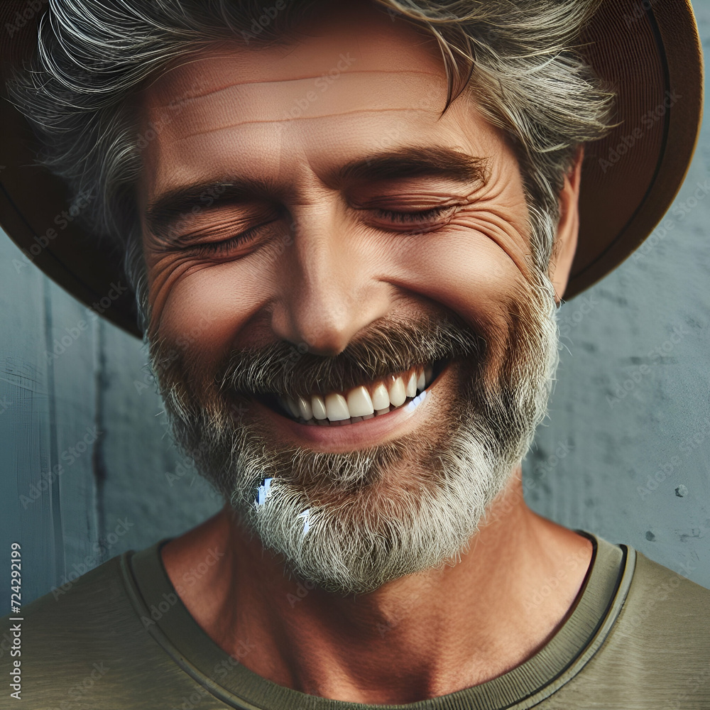 Portrait of a Minimal Confident Handsome Middle-Aged Older Adult Happy ...