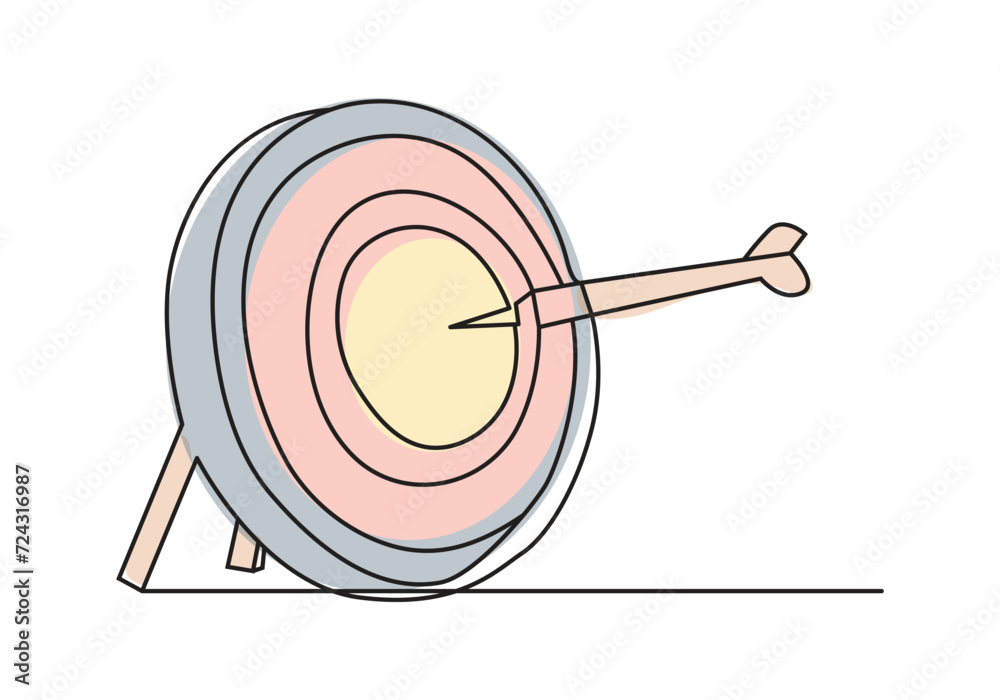 Target with arrows in Continuous line drawing. shot bullseye. Business ...