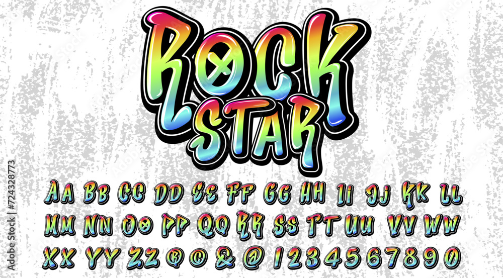 Graffiti alphabet Rainbow color Stock Vector | Adobe Stock