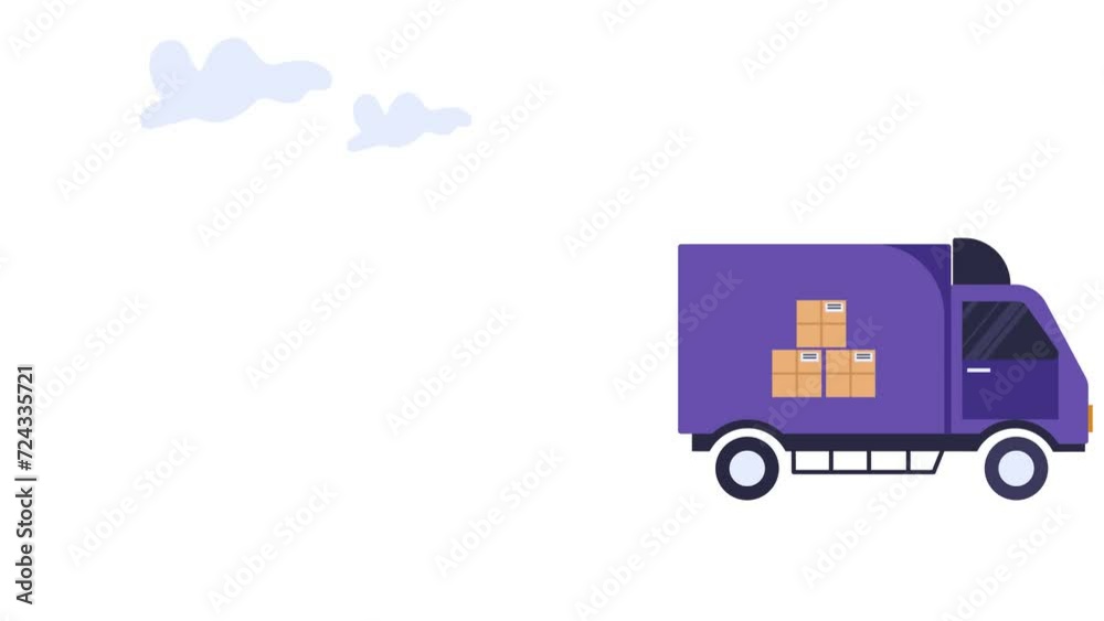 2d animation Truck delivery van riding line 2D object animation. Moving ...