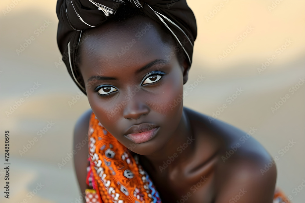 African american beautiful woman wearing national dress and traditional ...