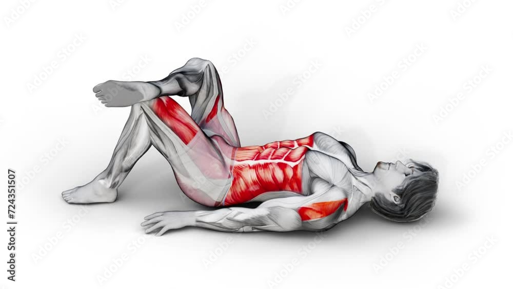 Leg Over Knee Glute Bridge-3D (897)- Anatomy of fitness and ...