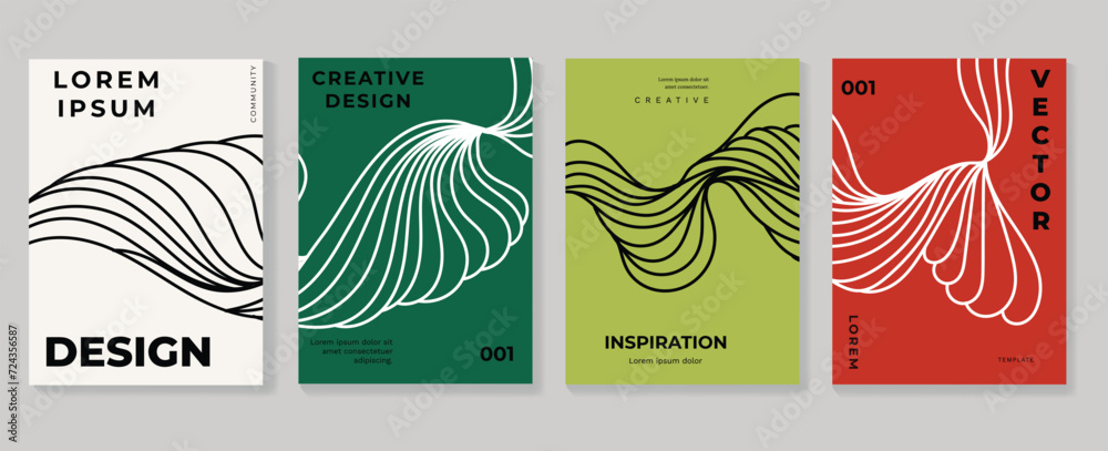 Abstract art background vector. Minimalist modern contour drawing ...