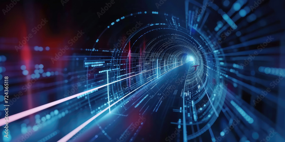 3d abstract fast moving lines. High speed motion blur. curved blue and ...