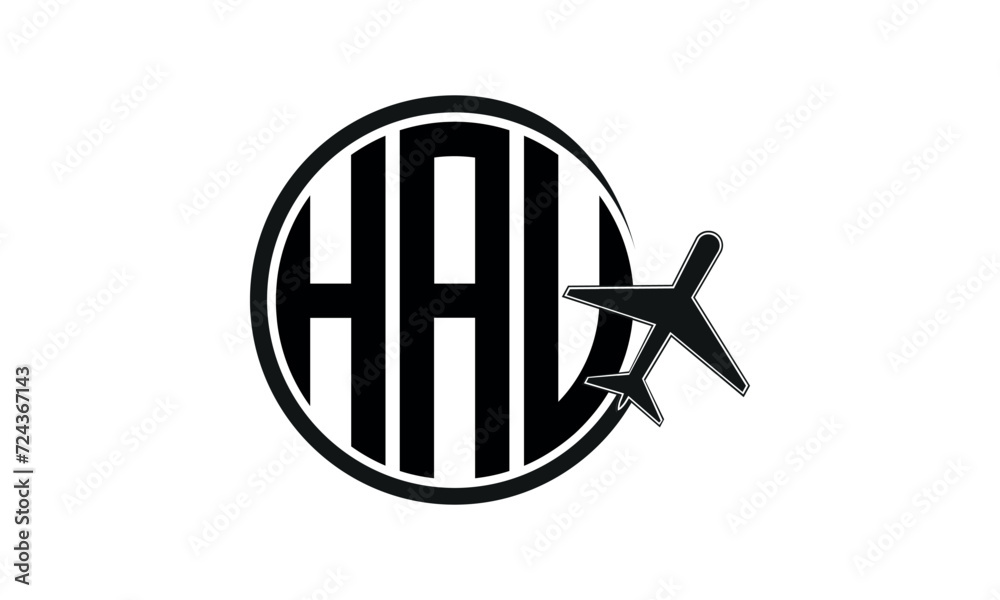 HAU three initial letter circle tour & travel agency logo design vector ...