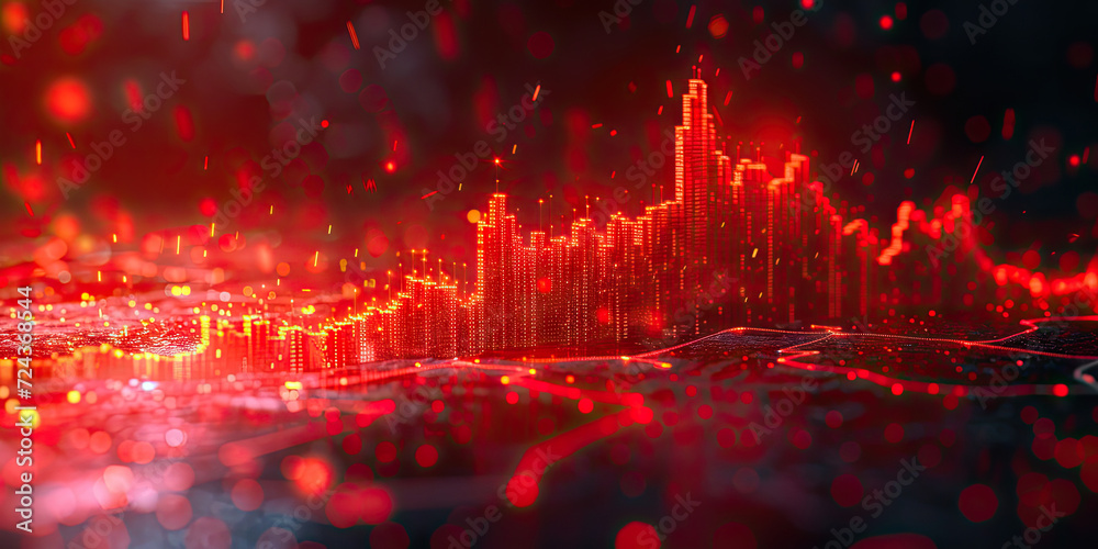 Red stock market graph dropping down dramatically Global Stock market ...