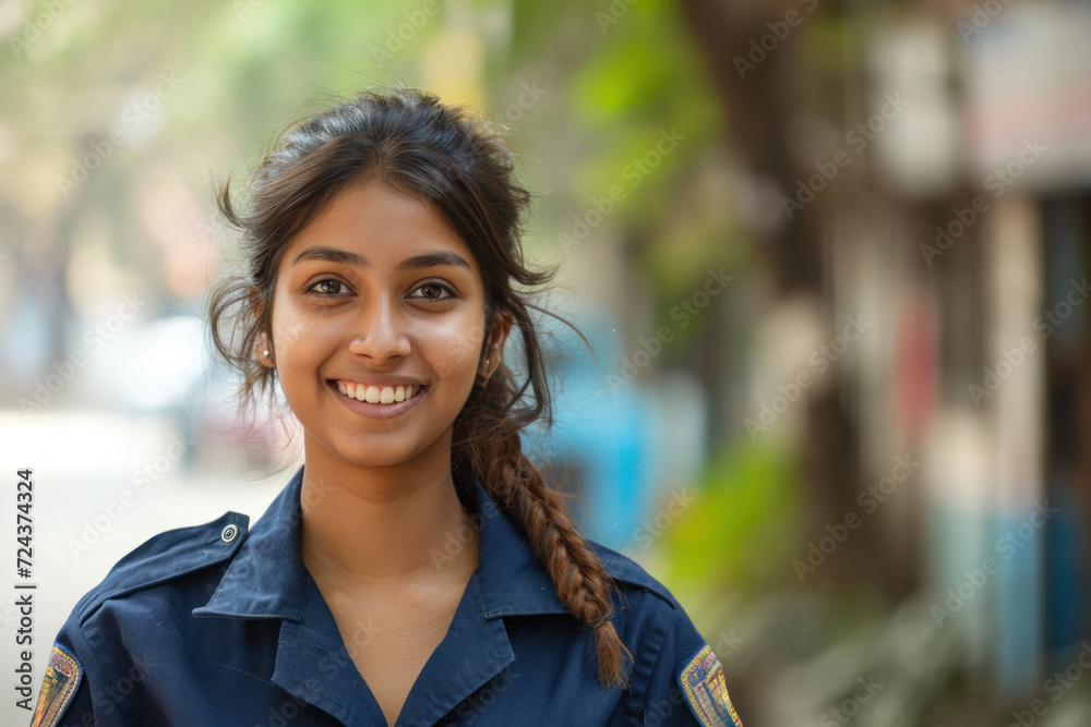 Indian woman wearing Emergency Services Dispatcher uniform on duty ...