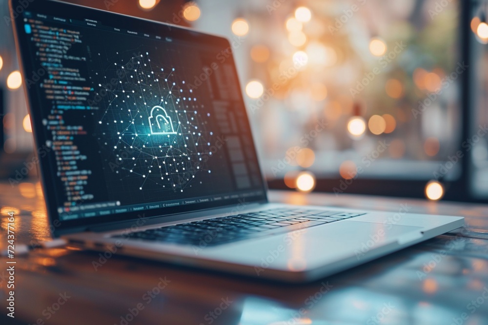 2FA secure account login connection concept on a laptop interface ...