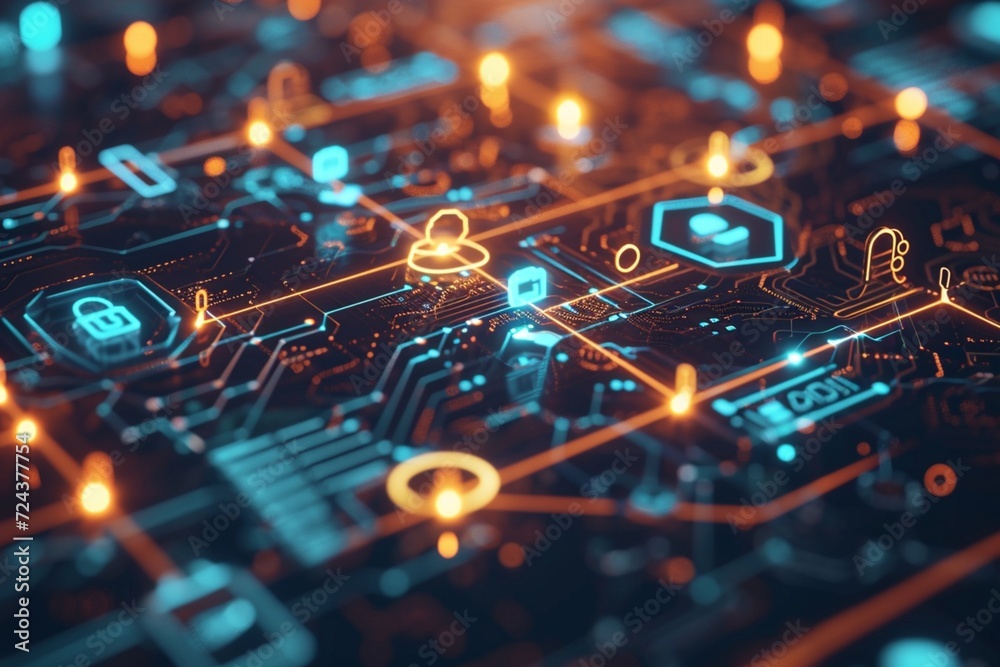 Advanced 2FA secure login interface with cybersecurity symbols ...