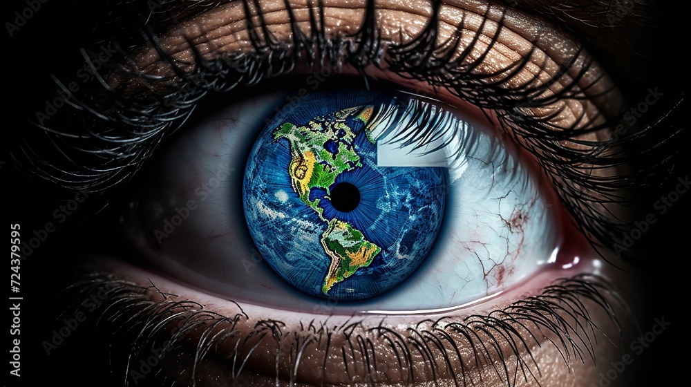 eye of the world，The earth in the pupils of the eyes, full of ...
