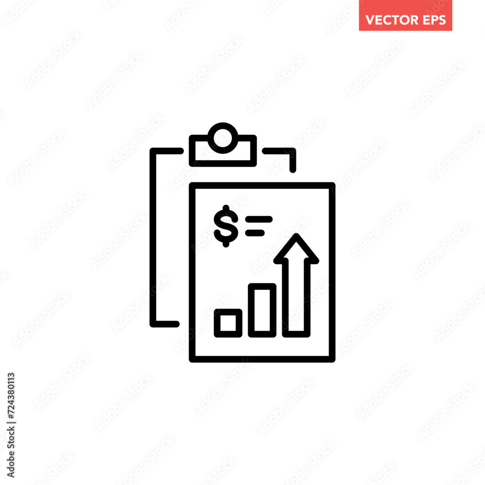 Black single financial statement line icon, simple business future plan ...