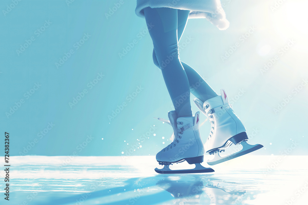A daring individual gracefully glides across the shimmering ice, their ...