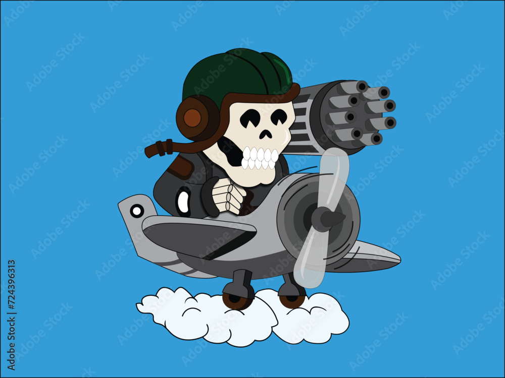 vector skeleton airplane. illustration skeleton board plane Stock ...