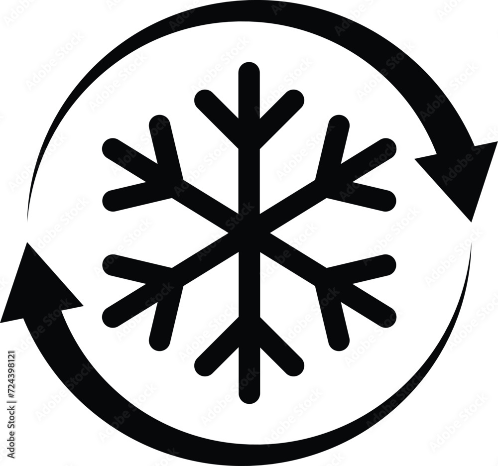 Freezer control icon. Snowflake with rotation arrows sign. Automatic ...