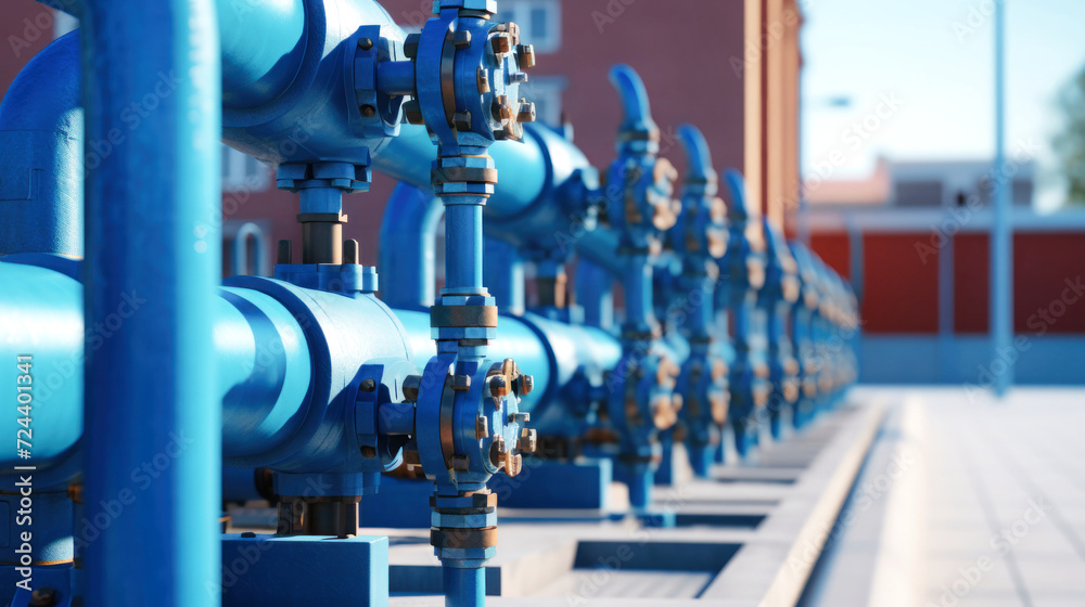 Pressure gauges and pipes of a block heat station with a pump module ...