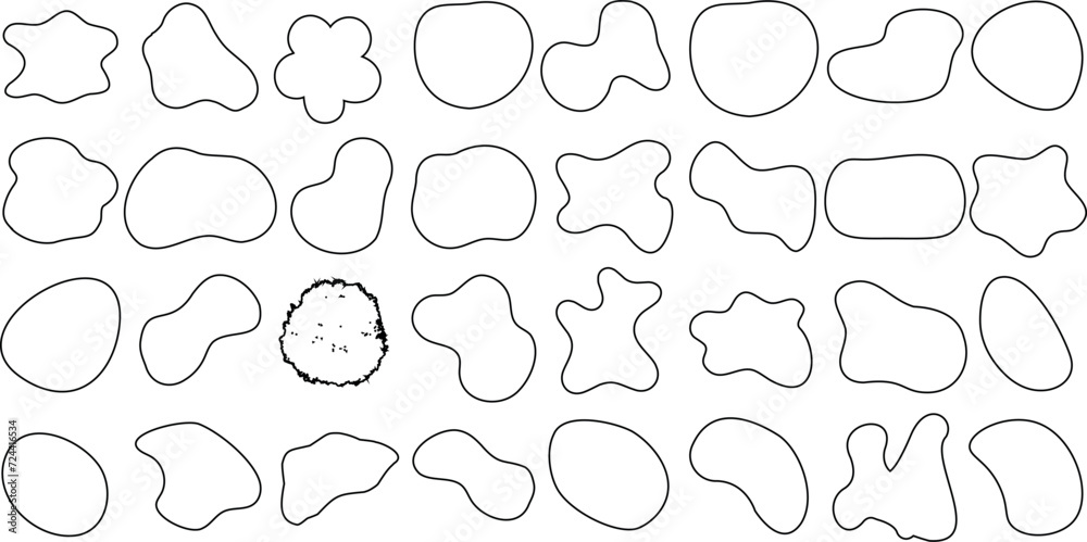 dynamic blotch and blob shapes, black outlines on white, perfect for ...