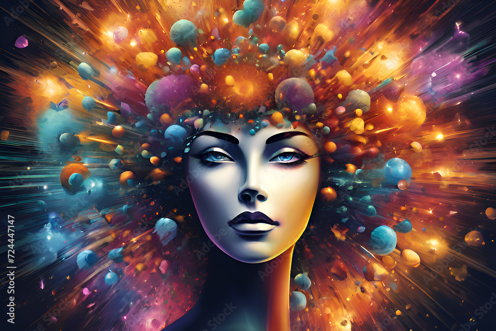 illustration of annual collective mind concept art, exploding mind ...