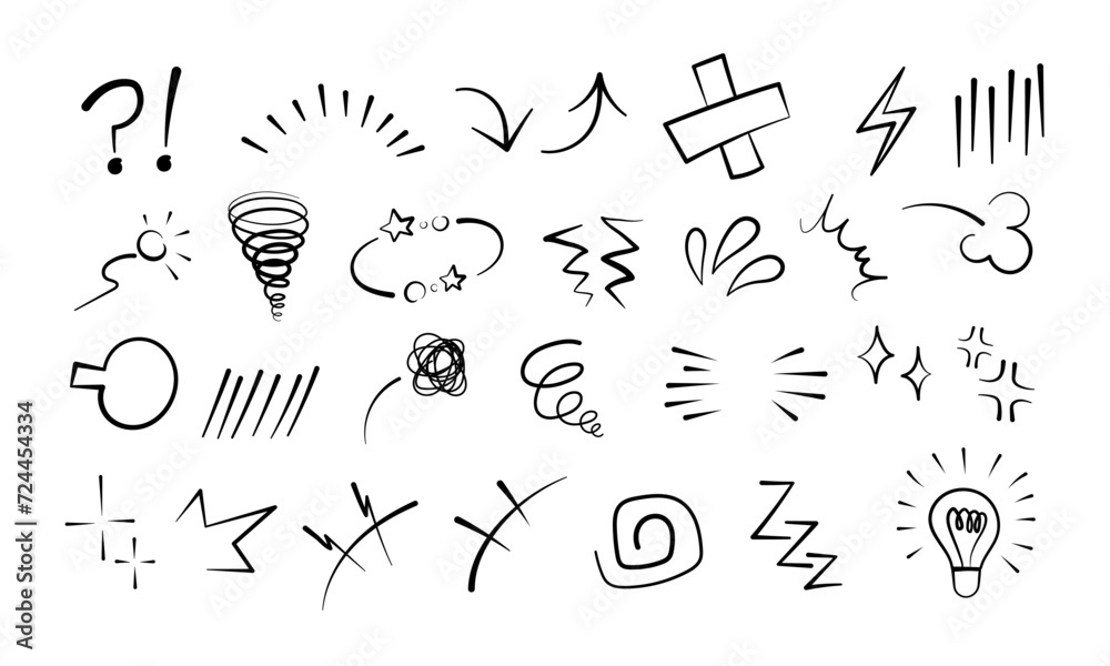 Anime manga comic emoticon element graphic effects hand drawn doodle ...