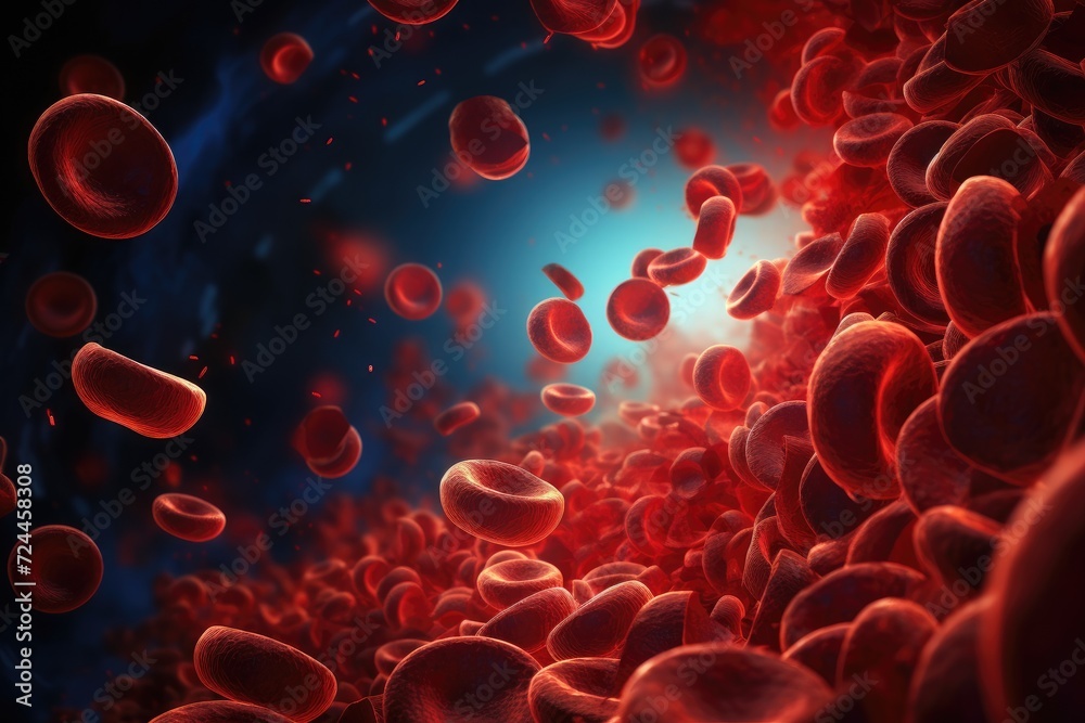Group of Red Blood Cells Inside Vein, Oxygen Transport in the Human ...