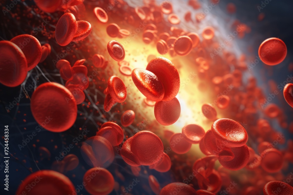A collection of red blood cells floating effortlessly in mid-air, Red ...
