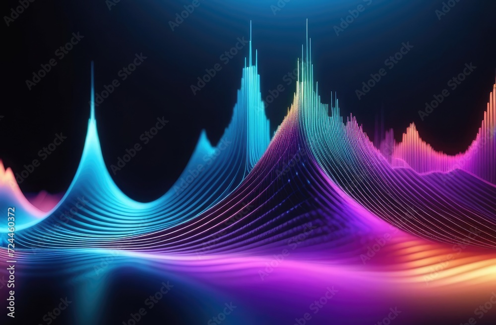 Sound wave, hologram, abstract blue background. Creative color ...