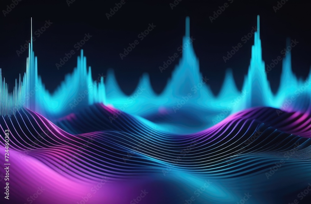 Sound wave, hologram, abstract blue background. Creative color ...