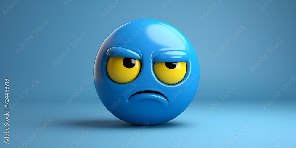 Blue Heartbreak The Emotional Depth of Sad Emoji. Stock Illustration ...