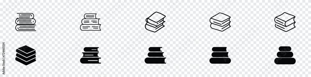 book stack icon, Book icon, Book stack icons, Stack of books line icon ...