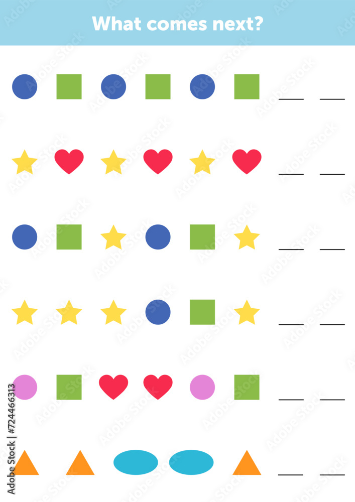 What comes next figures. Educational logical game for kids. Complete ...